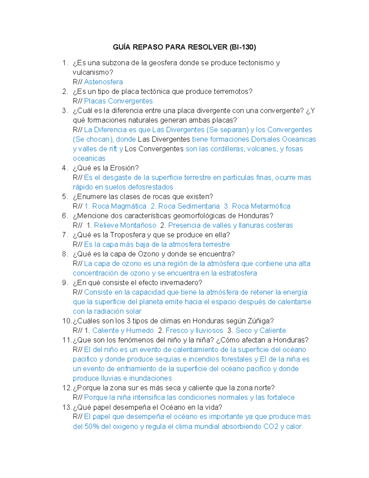 GUÍA DE REPASO PARA BI-130: Geosfera, Climas y Biomas - Studocu