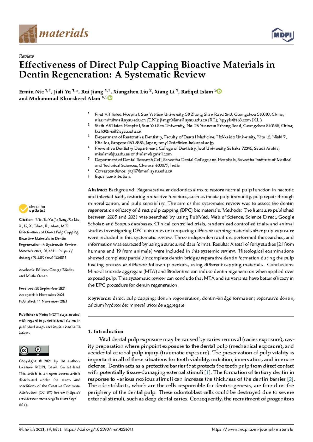 Effectiveness of Direct Pulp Capping Bioactive Materials in Dentin ...