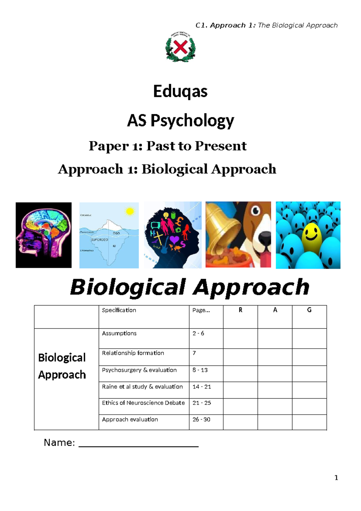 AS Psychology: Biological Approach Overview and Evaluation Notes - Studocu