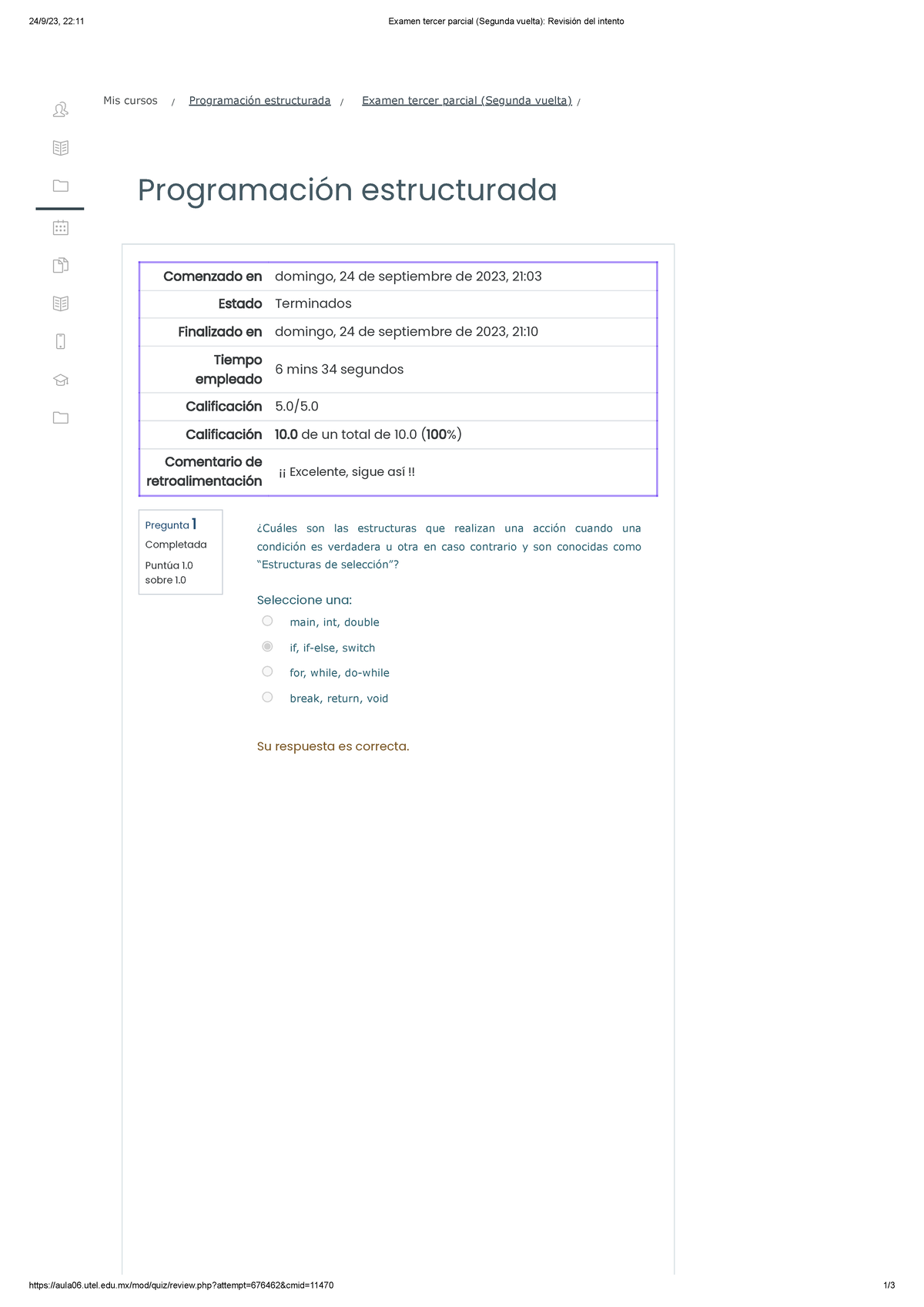 Revisión del Tercer Parcial de Programación Estructurada (Segunda Vuelta) - Studocu