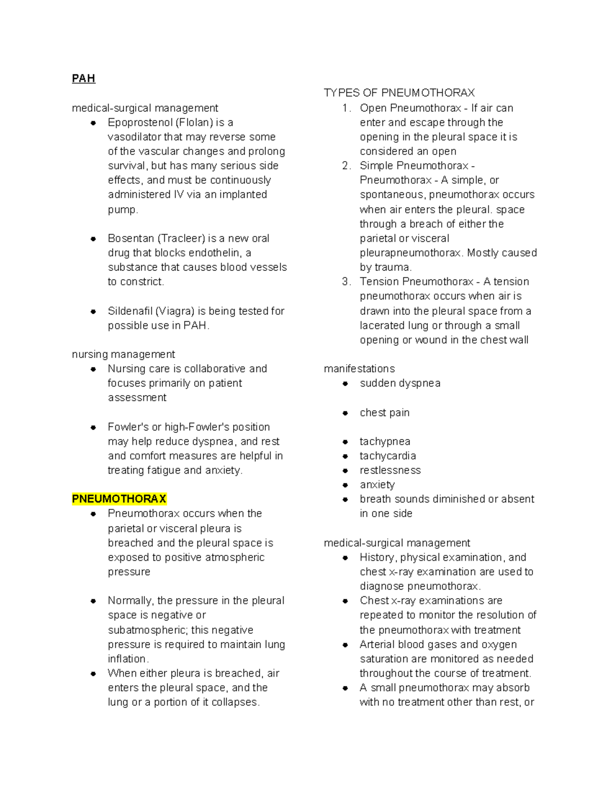 ABC-additional - ABC NOTES - PAH medical-surgical management ...
