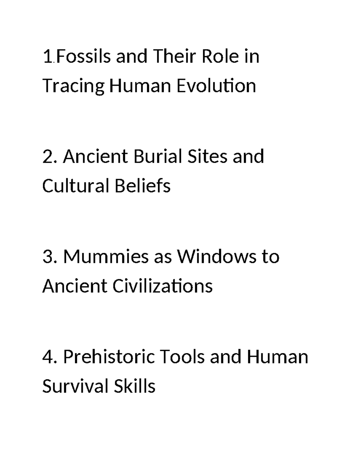 Fossils and Their Role in Tracing Human Evolution: A Study - Studocu
