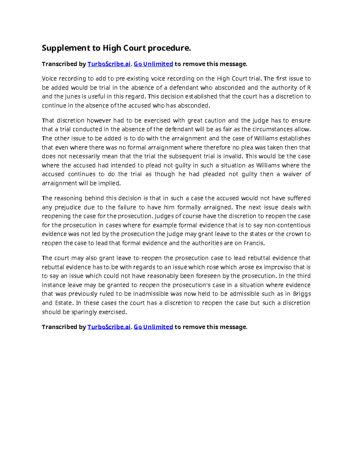 Supplement to High Court procedure - Transcribed by TurboScribe. Go ...