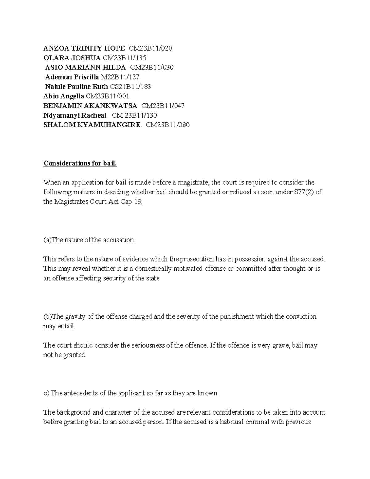 Considerations for Bail: Legal Framework and Key Factors (DOC-20250609 ...