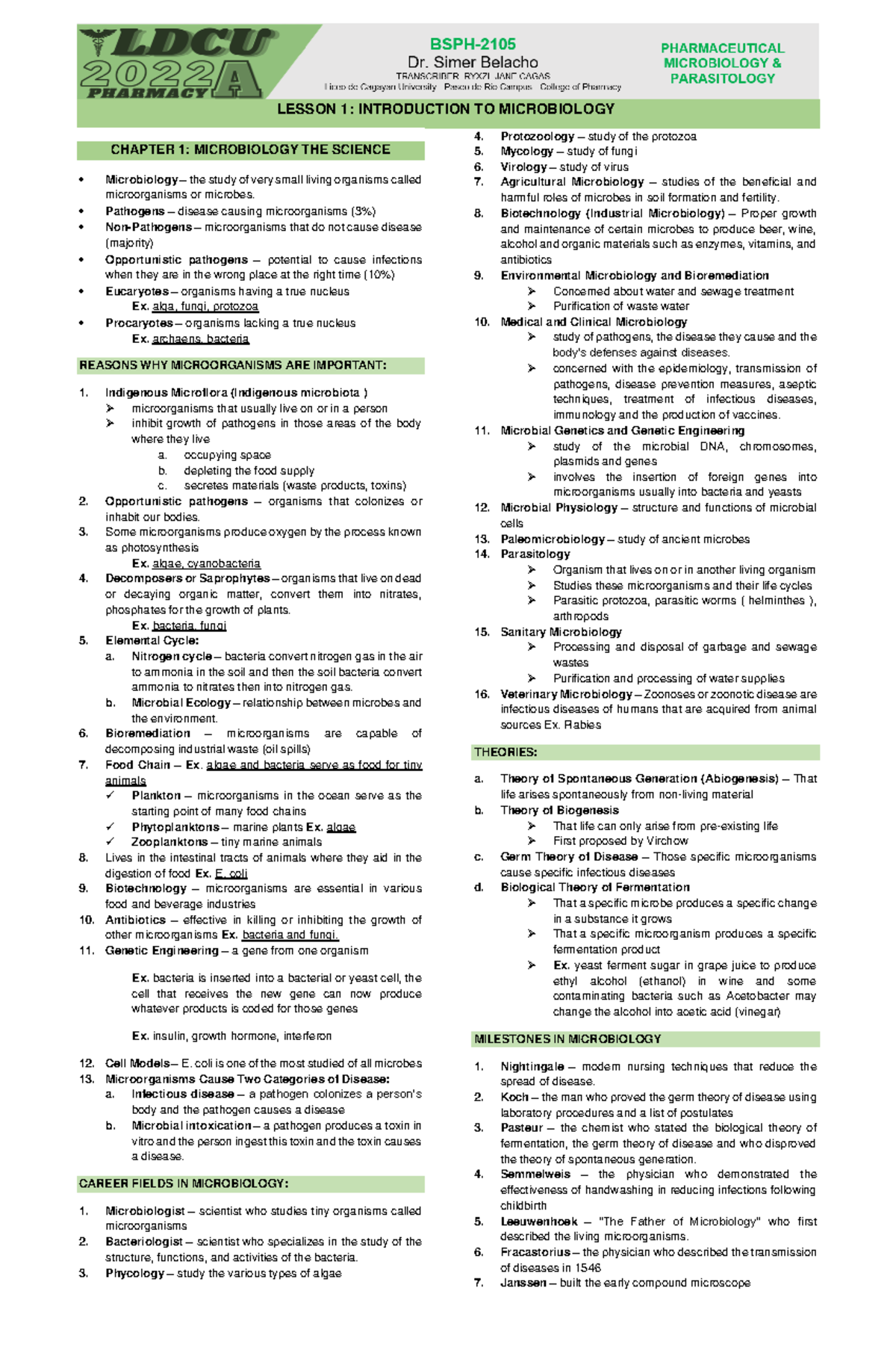 Lesson-1 - Lab - LESSON 1: INTRODUCTION TO MICROBIOLOGY CHAPTER 1 ...