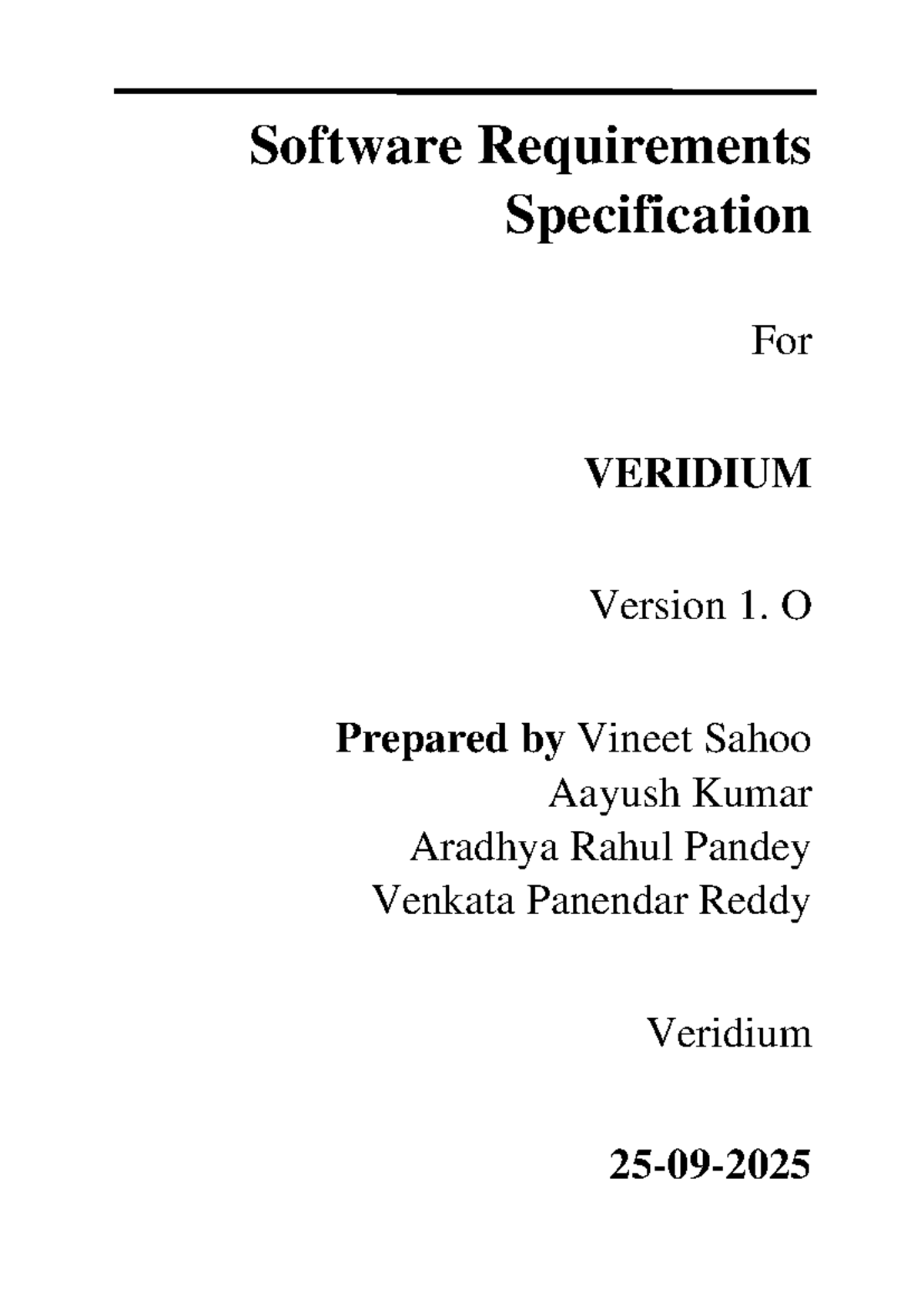 SRS Document for VERIDIUM V1 - Software Requirements Overview - Studocu