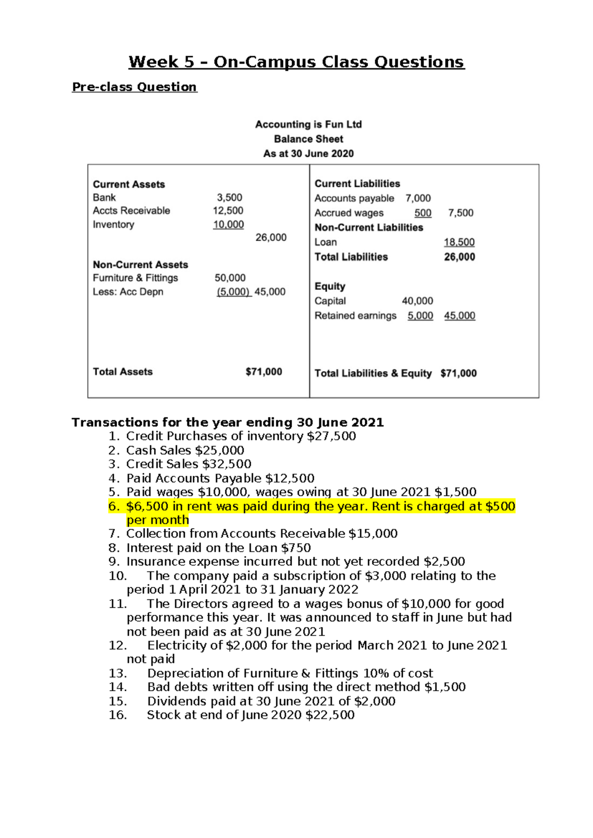ACCT 101 Week 5 Class Questions and Assignments Overview - Studocu