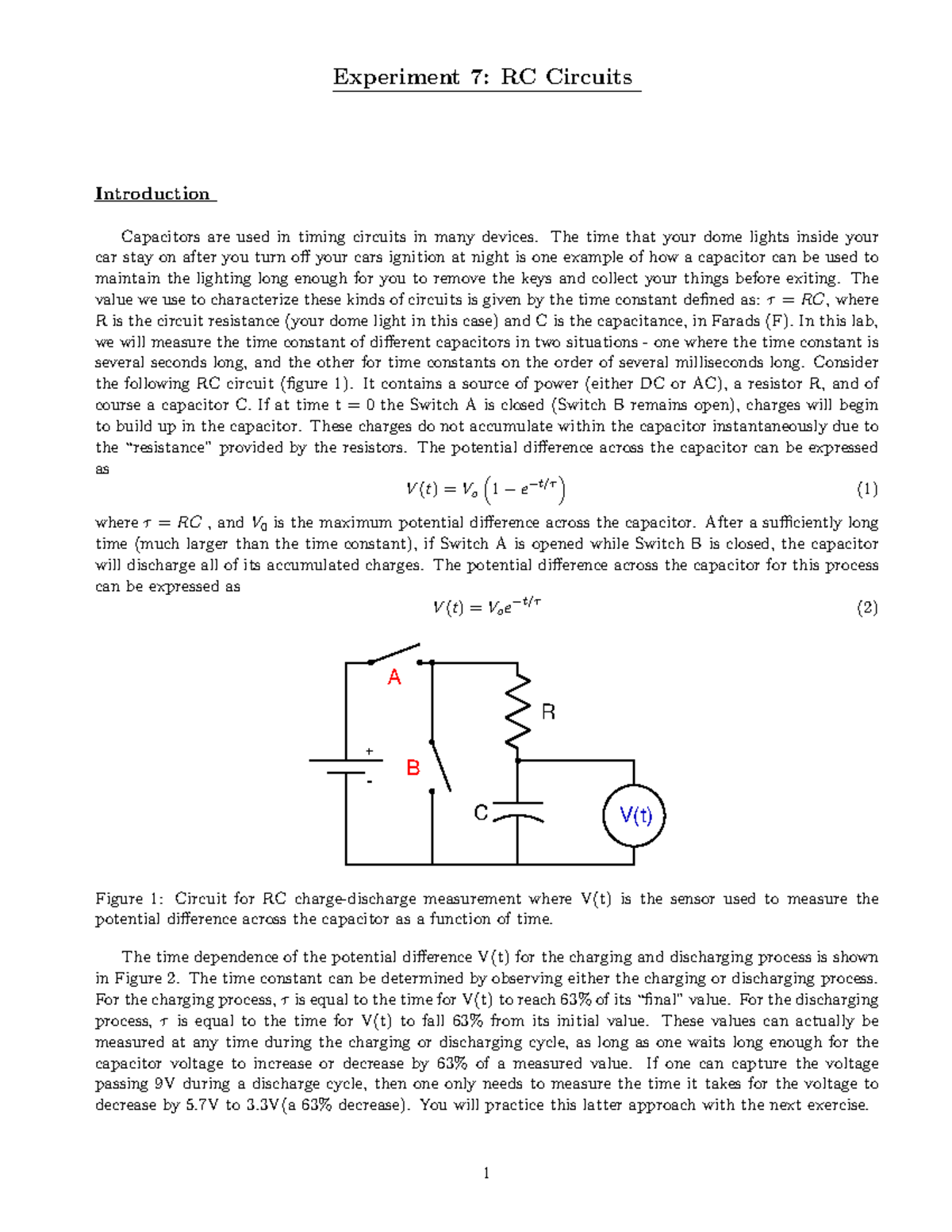 Lab 7 rc circuits f14 - lab 7 - Experiment 7: RC Circuits Introduction ...