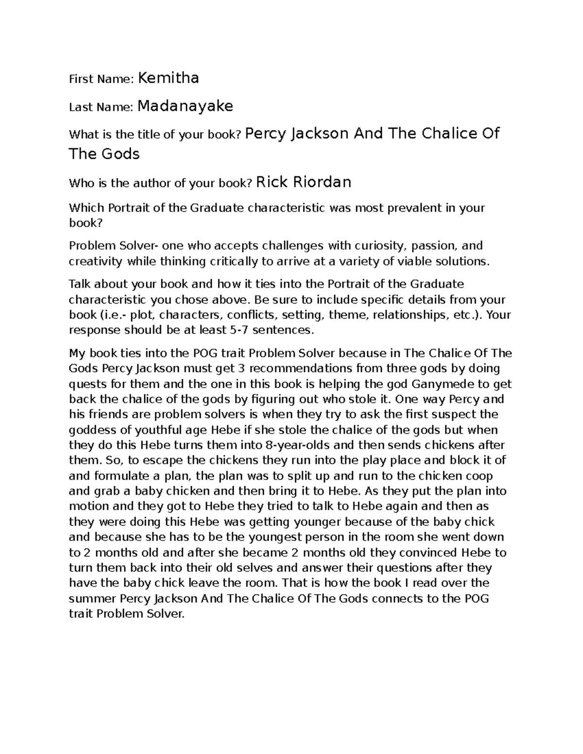 Summer Reading: Percy Jackson and the Chalice of the Gods Analysis ...