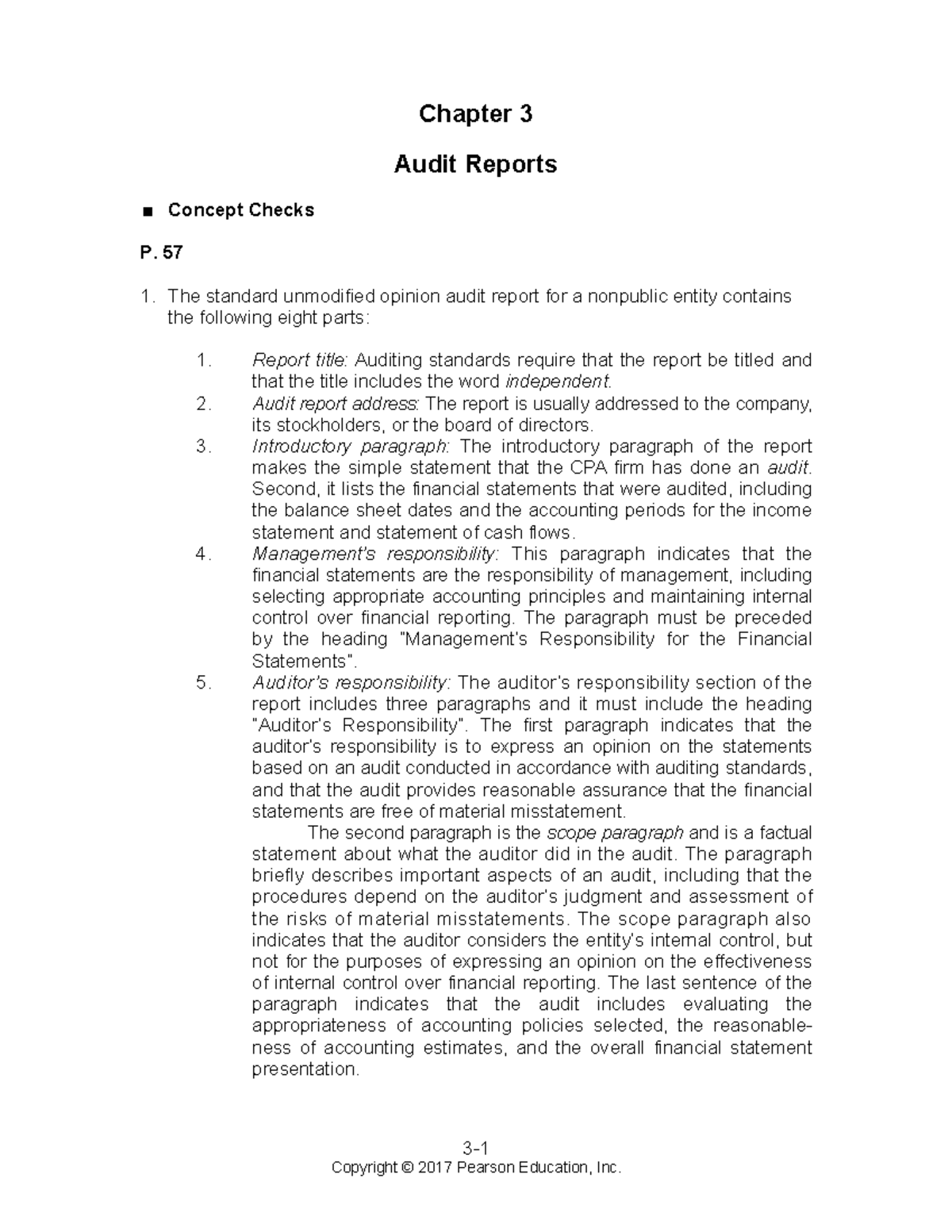 Chapter 3 Audit Reports: Key Concepts and Checks (Arens Auditing 16e ...