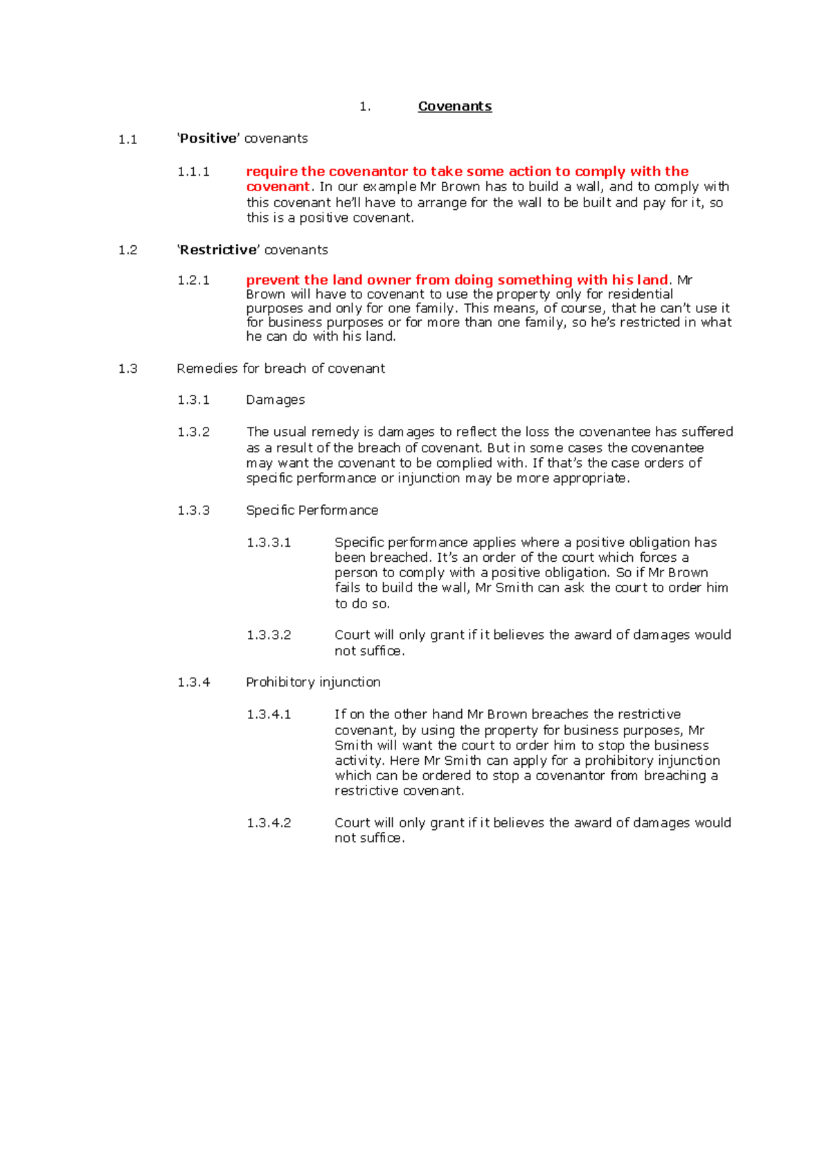 Land Law Concepts: Covenants & Easements Explained - Studocu
