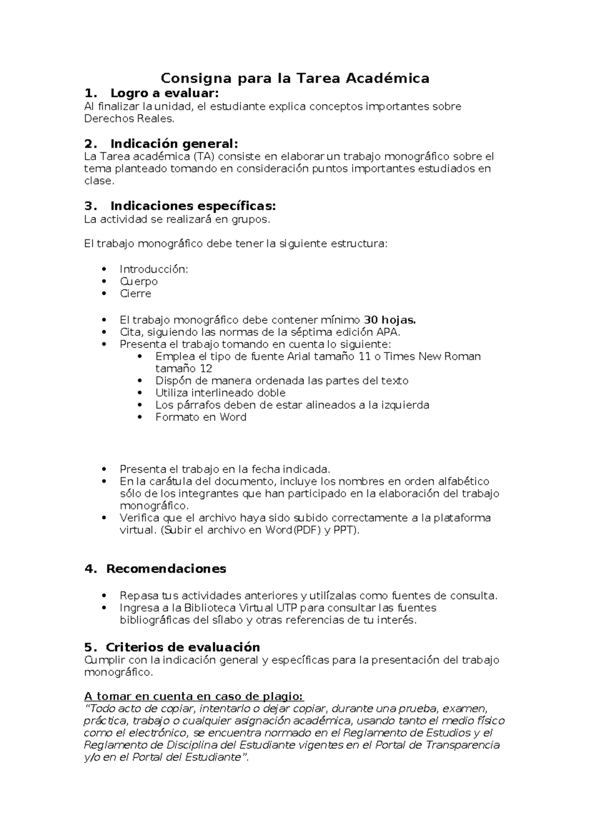Consigna para la TA 1: Trabajo Monográfico sobre Derechos Reales - Studocu