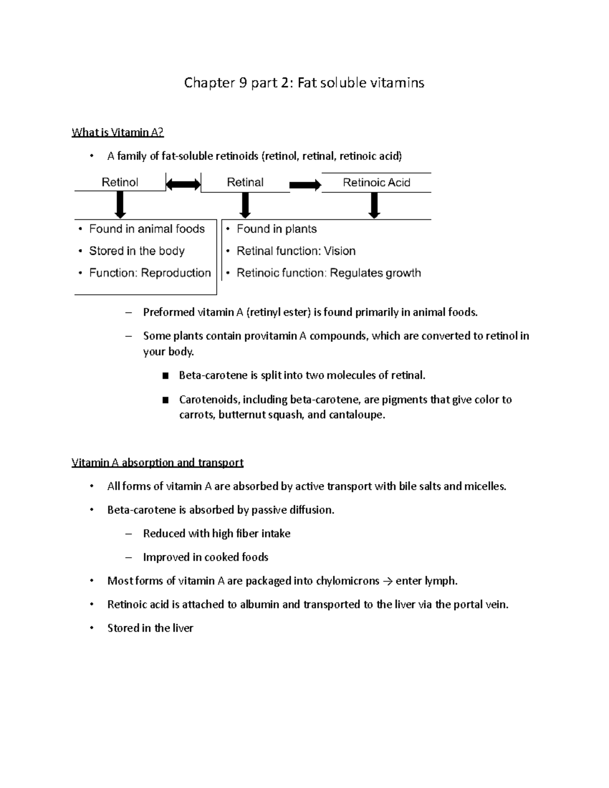 Nutrition Chapter 9 part 2 - Chapter 9 part 2: Fat soluble vitamins What is Vitamin A? A family ...