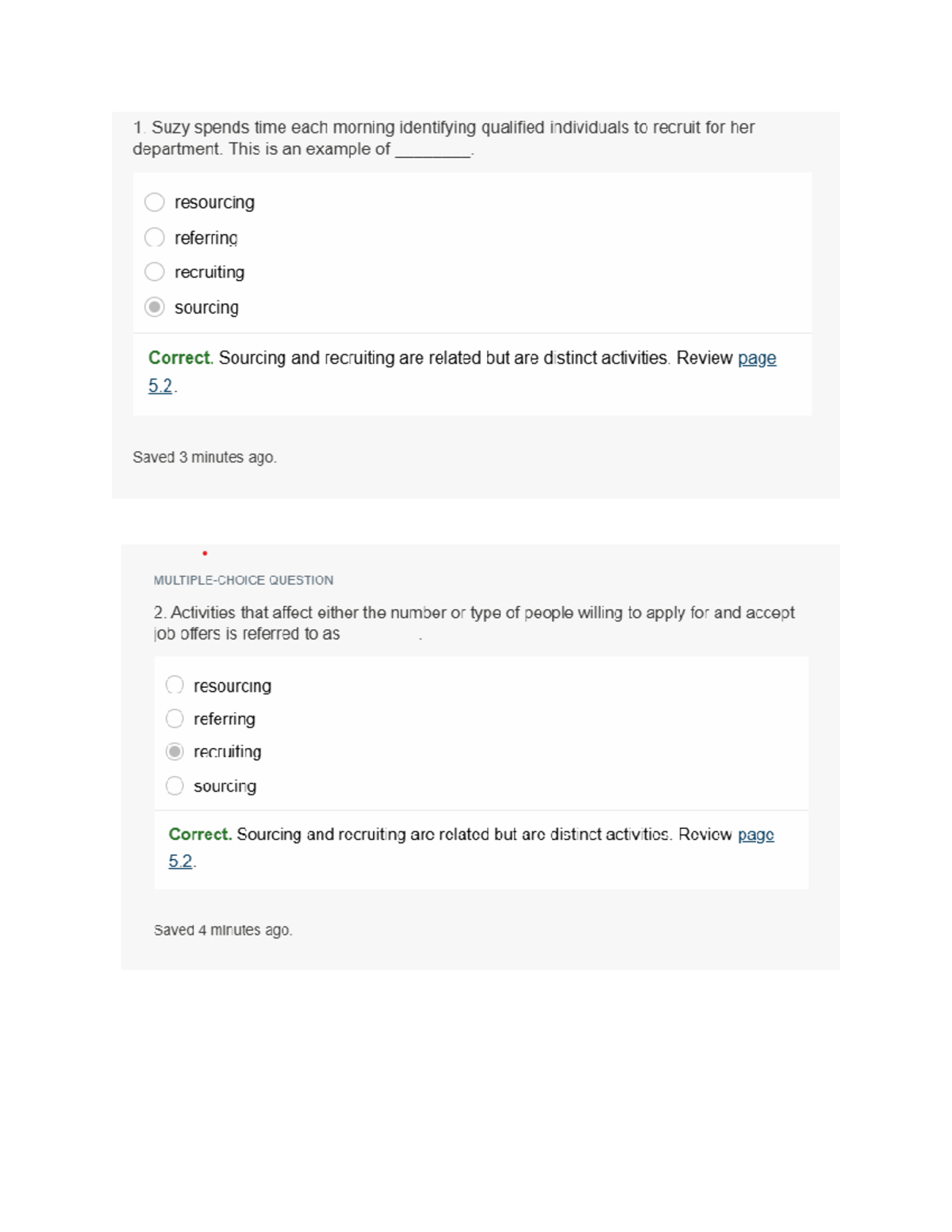 Chapter 5 Quiz Answers: Recruiting and Talent Management Insights - Studocu