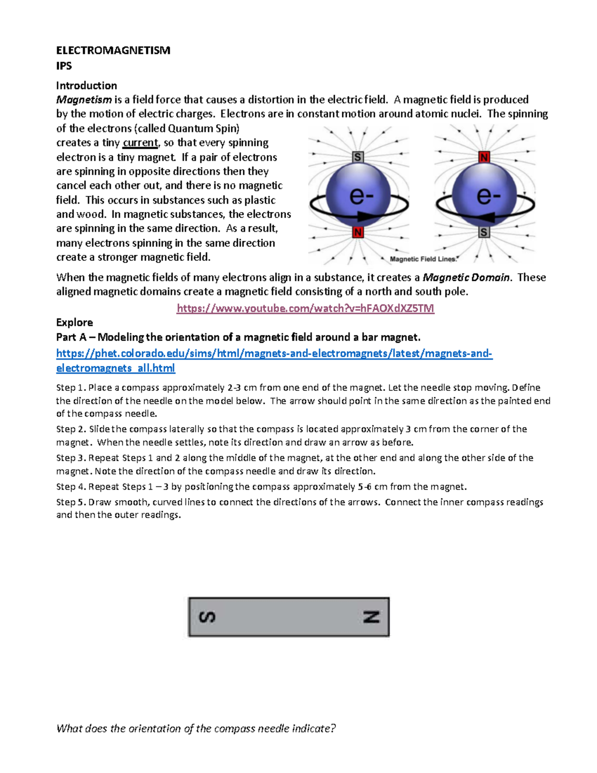 ELECTROMAGNETISM IPS Lab Experiment Guide: Exploring Magnetic Fields - Studocu