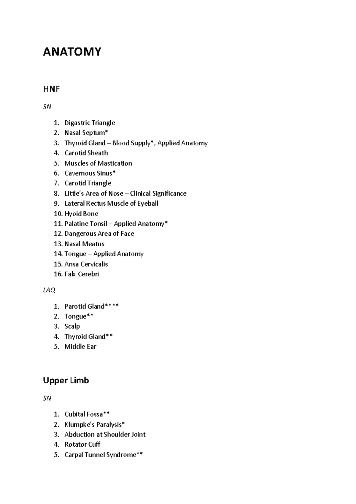 MBBS 1st Year Anatomy & Physiology Key Topics and Notes - Studocu