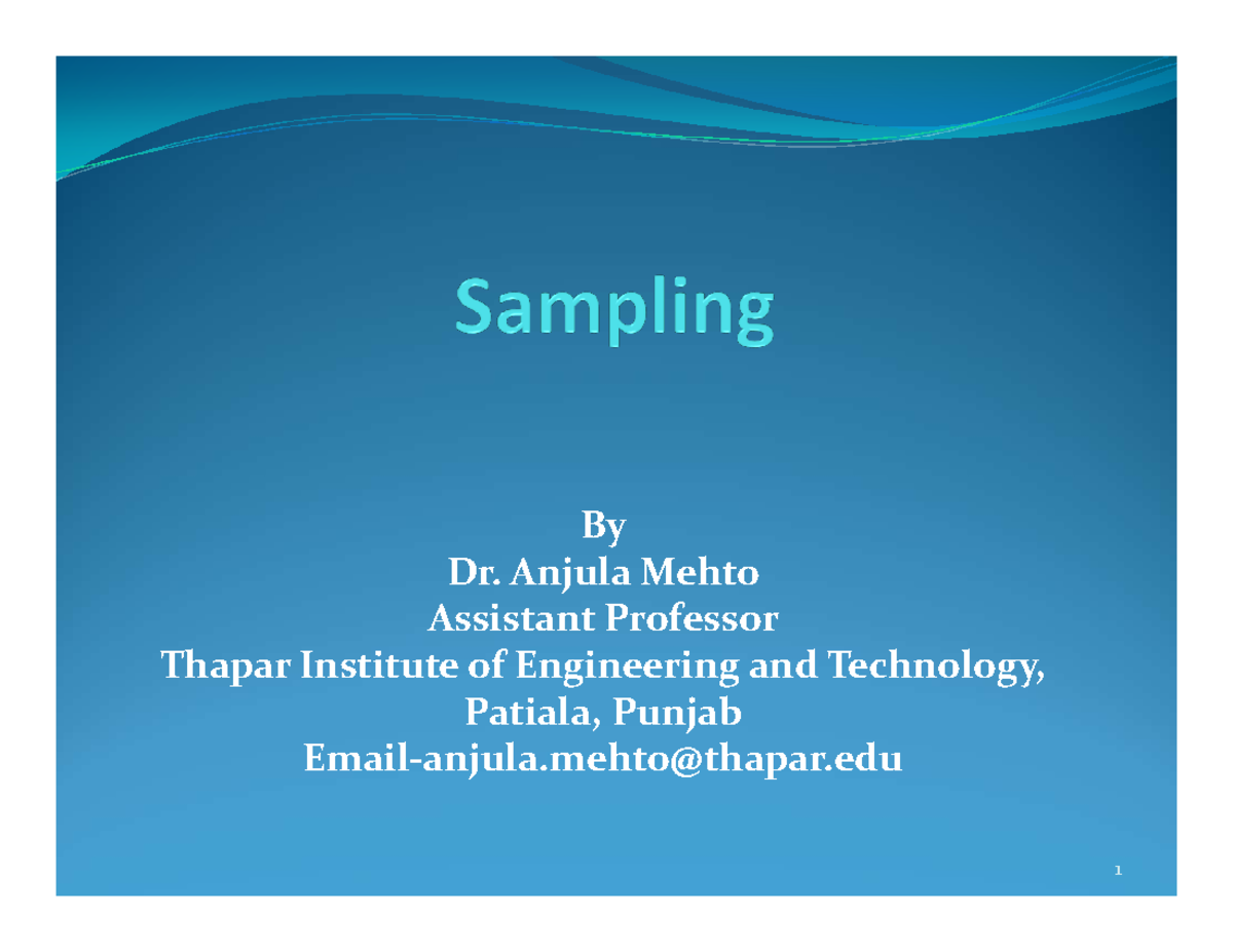 Sampling Techniques - Lecture PPT Slides (MT101) - Studocu