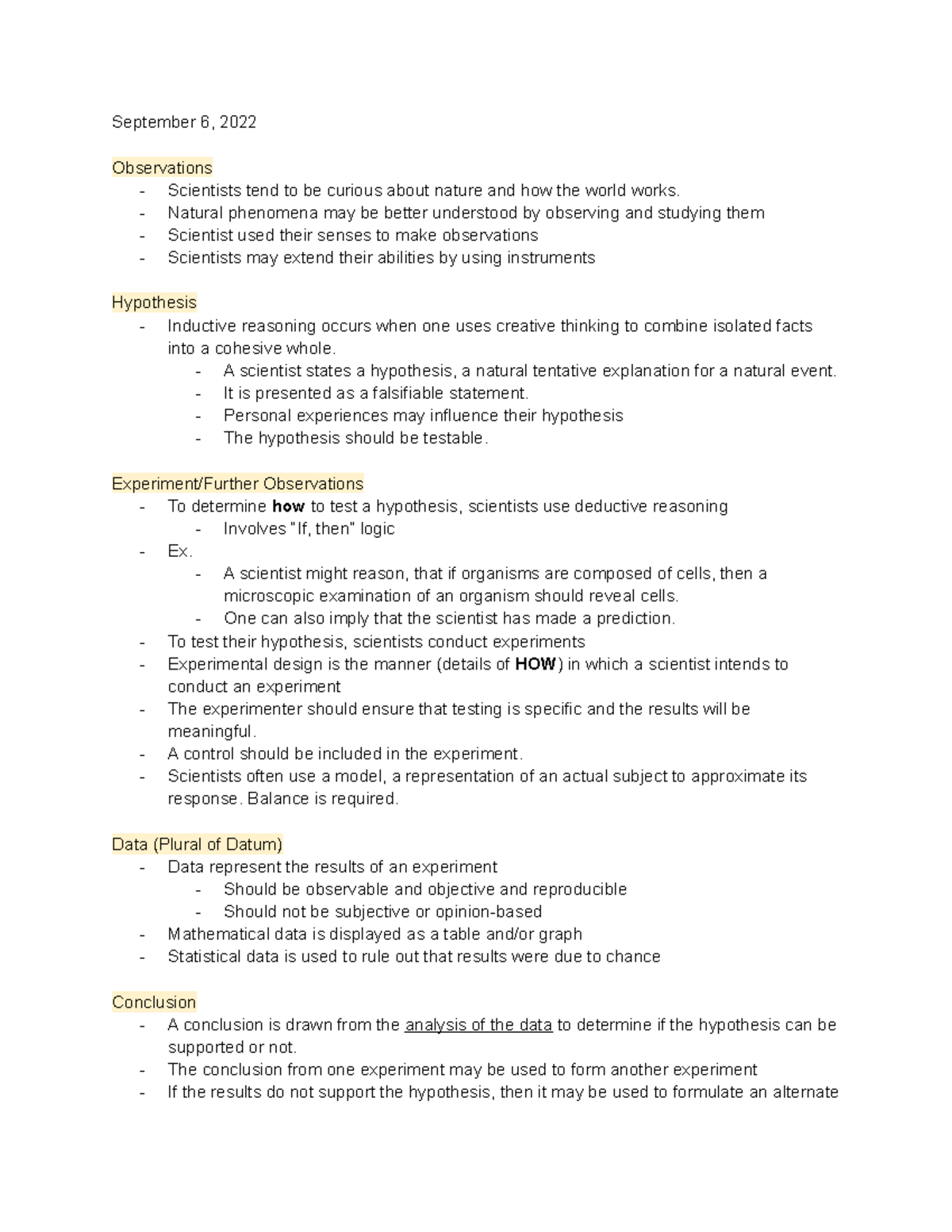 BISC 104 (Day 03) - Class Notes/test info - September 6, 2022 ...