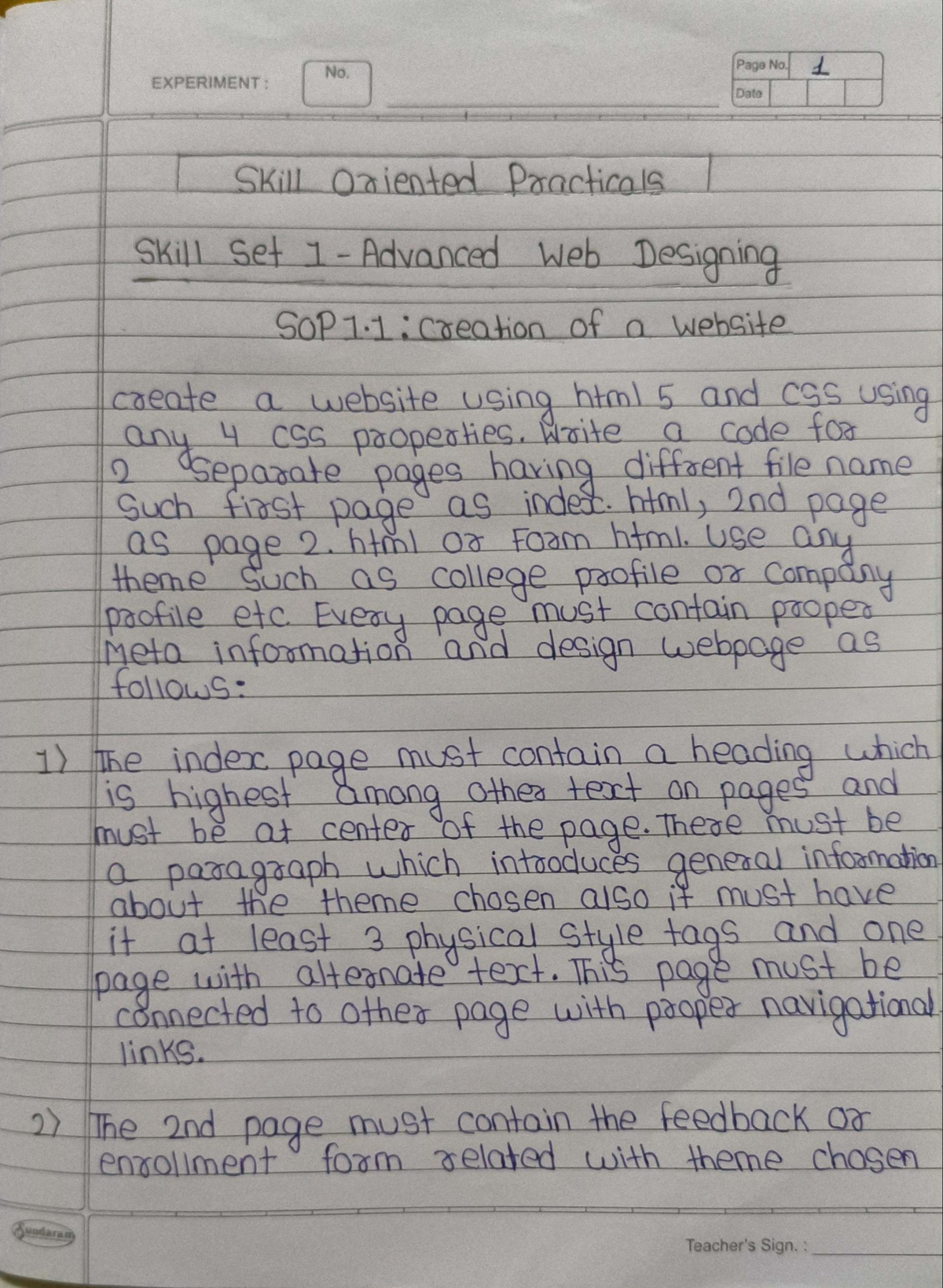 12th Commerce IT Practical SOP 1.1 to 3: Advanced Web Design Techniques - Studocu