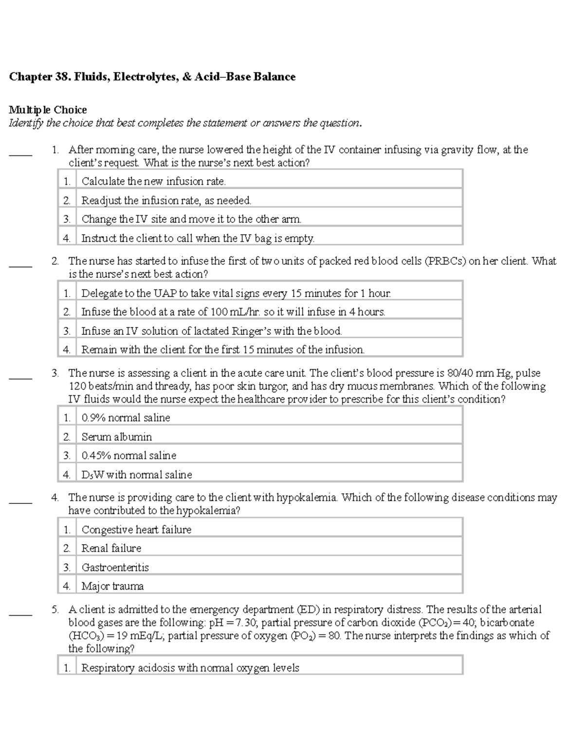 Chapter 38 - Fluids, Electrolytes & Acid-Base Balance - FA Davis Study ...