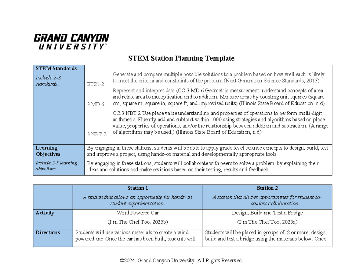 ELM-463-RS-T5 STEM Station Planning: Engaging STEM Activities - Studocu