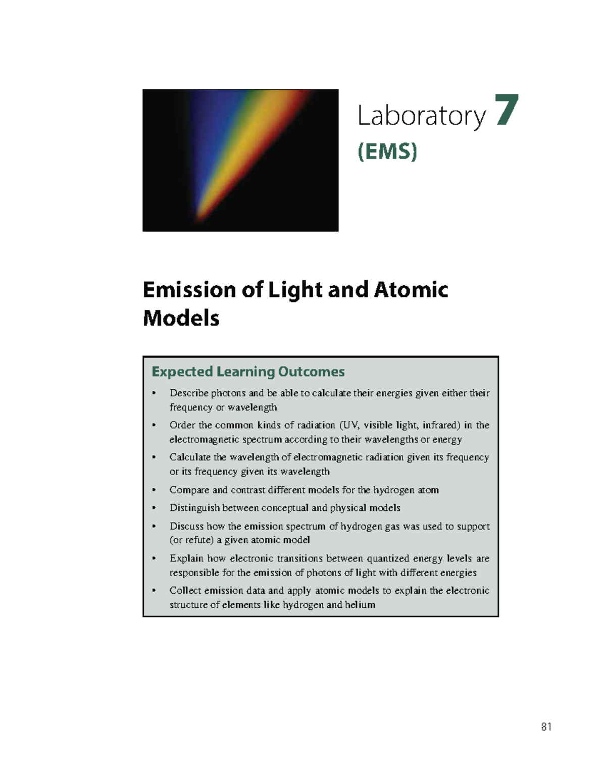 EMS Lab: Emission of Light & Atomic Models - Completed Notebook - Studocu