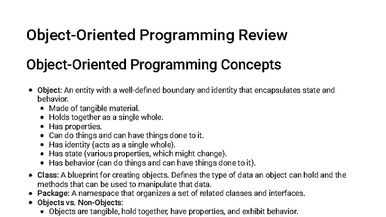 Chapter 1: Review of Object-Oriented Programming Concepts - Study Guide ...