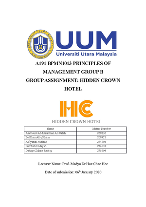 BPMN1013 A211 Assignment Semester One - PRINCIPLES OF MANAGEMENT - UUM ...