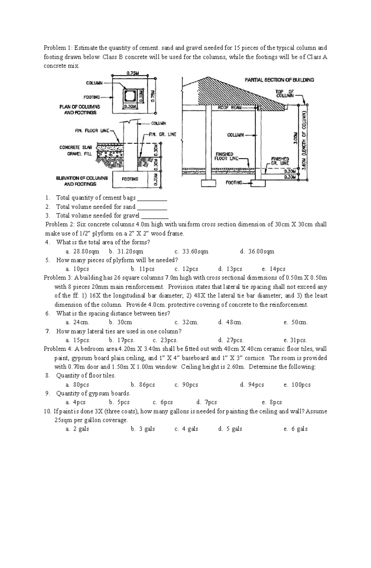 BT Activity - Estimating Concrete and Finishing Materials - Studocu