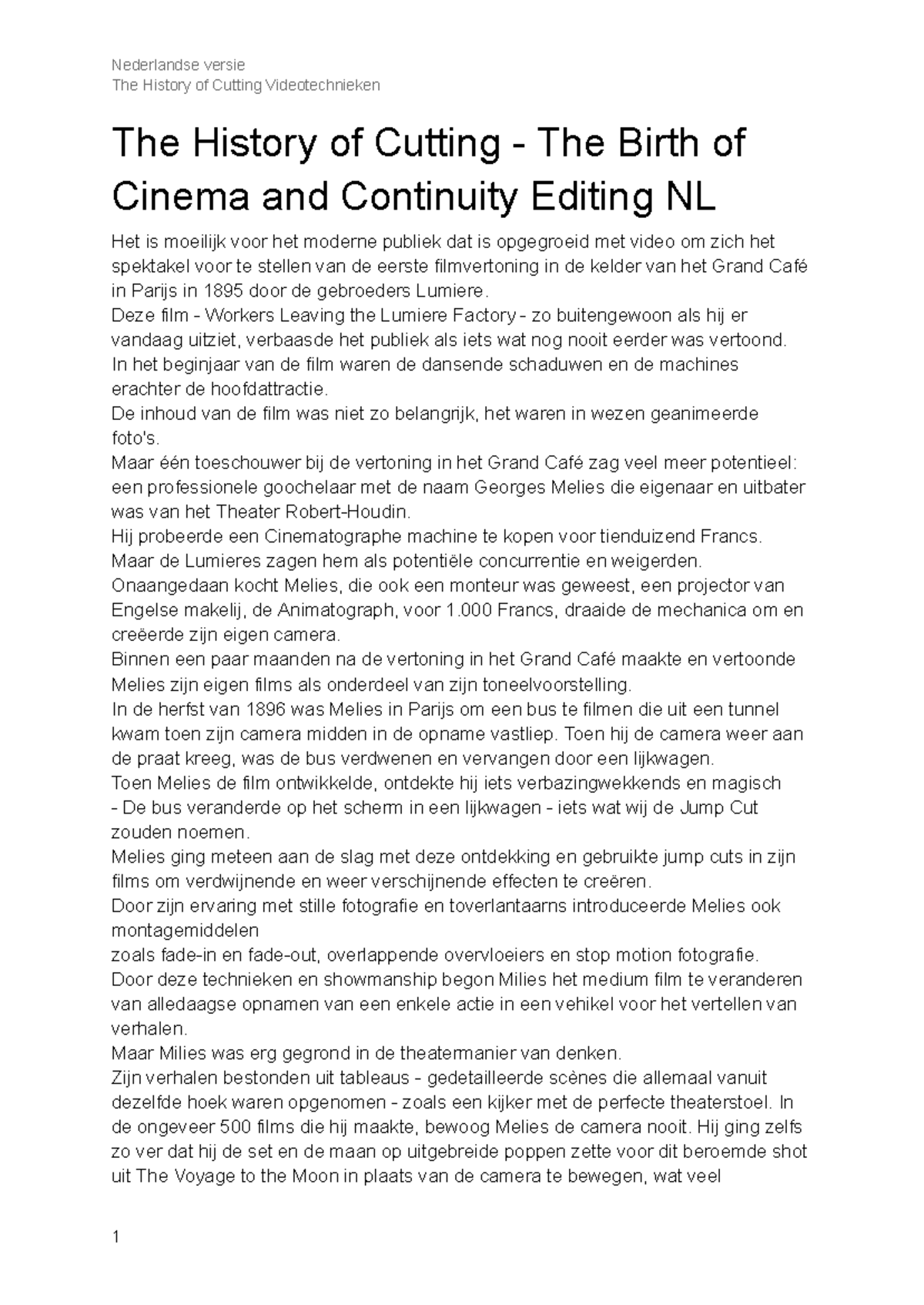 The History of Cutting - The Birth of Cinema and Continuity Editing ...