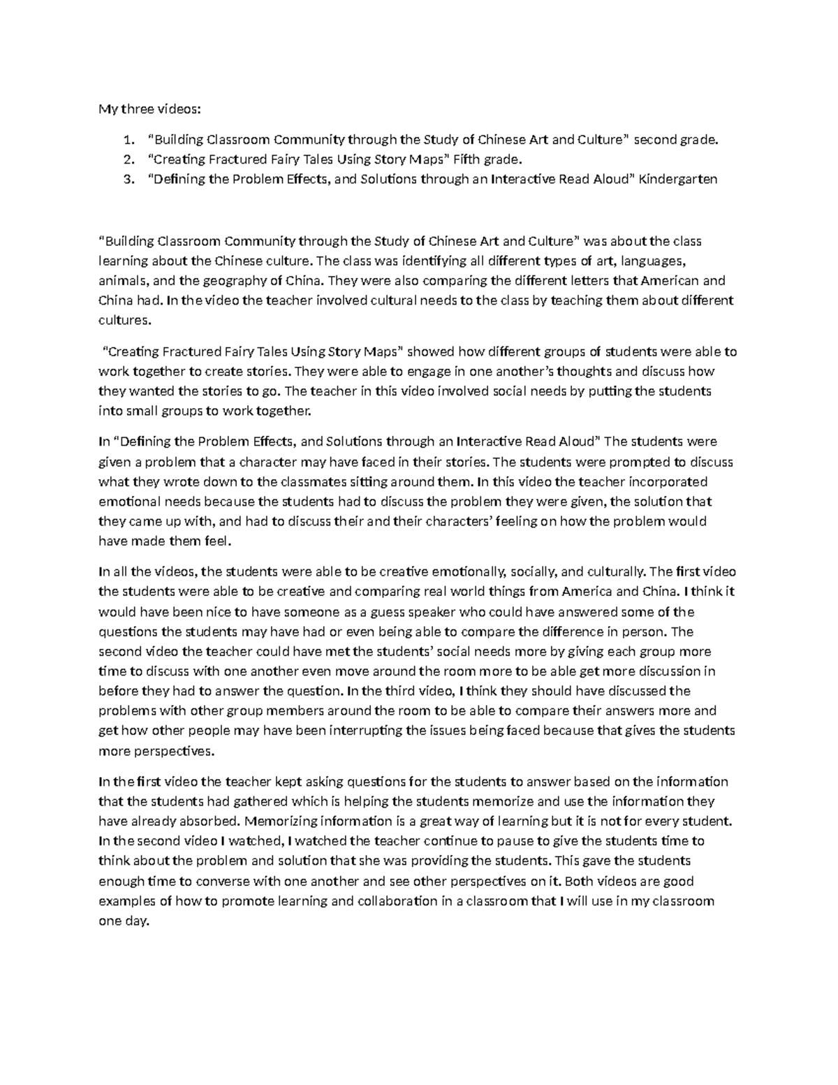 DFM3 Task 1 - Passed - My three videos: 1. “Building Classroom ...