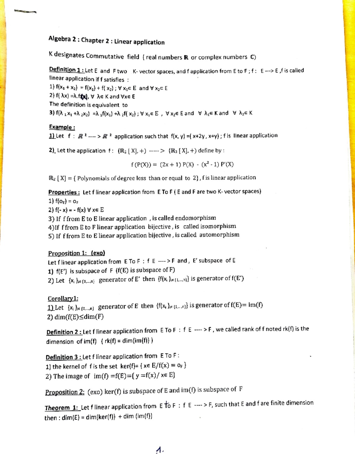 Algebra 2 Chapter 2: Linear Applications and Their Properties - Studocu
