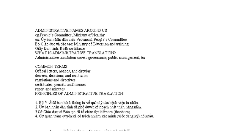 ADMINISTRATIVE TRANSLATION TERMS & PRINCIPLES: A GUIDE - Studocu