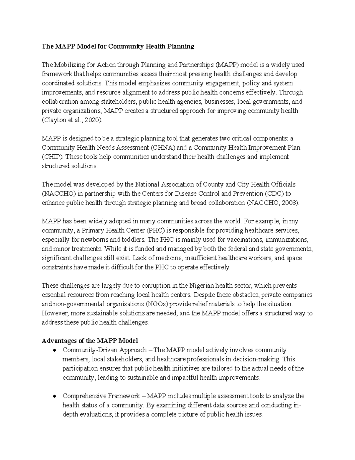 3814 unit 1 lj - Very good - The MAPP Model for Community Health ...