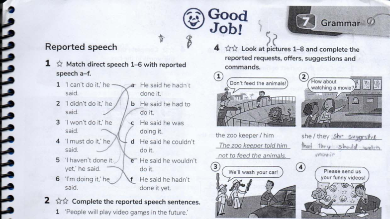 Grammar Reported Speech Exercises - ESL 101 - Studocu