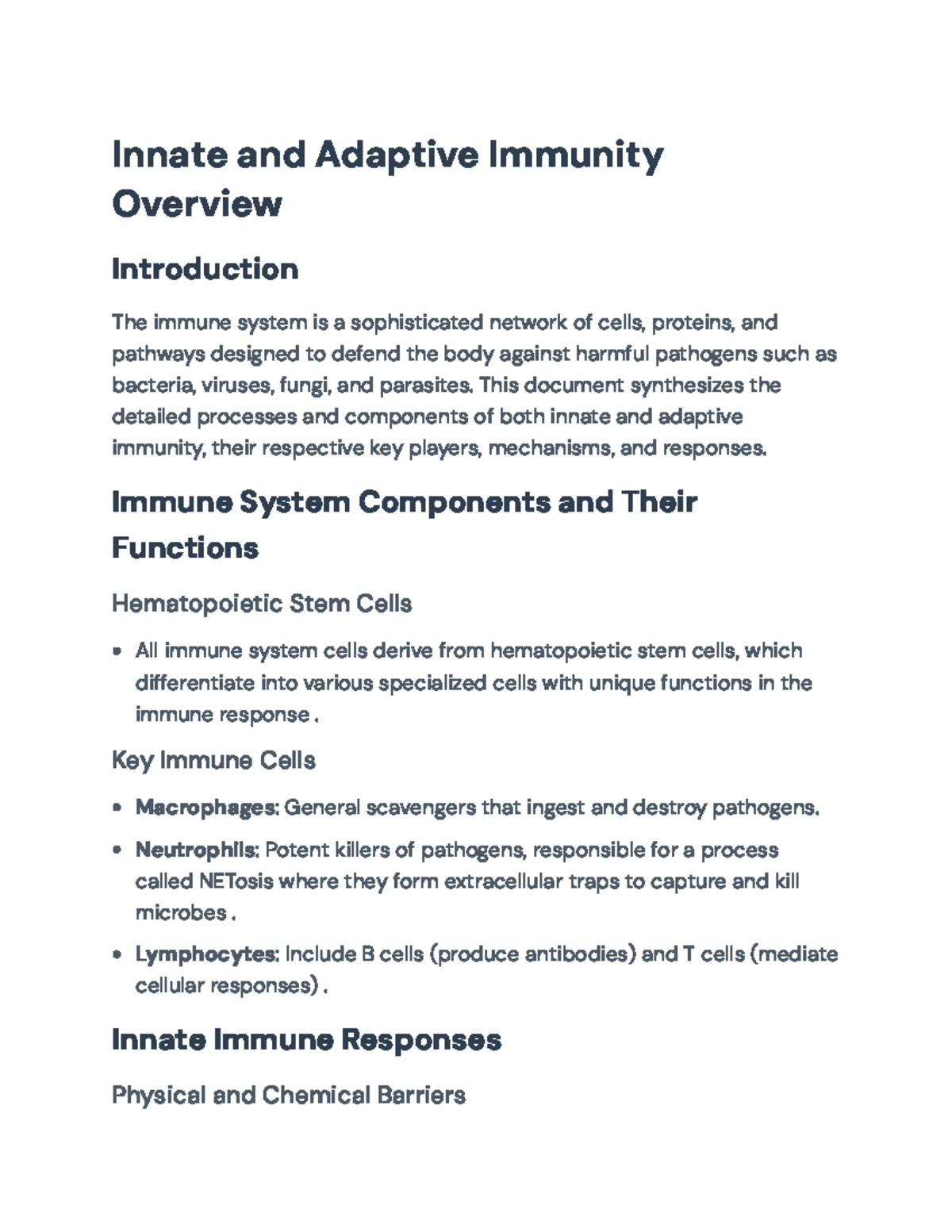 Innate and Adaptive Immunity: Key Components and Functions - Innate and Adaptive Immunity ...