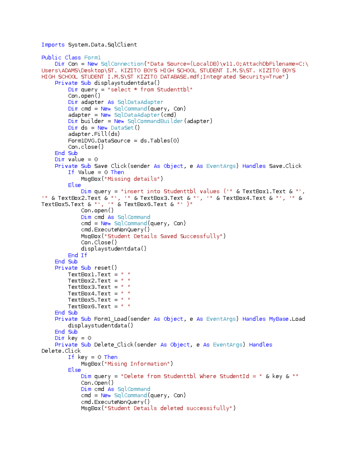 digital literacy - Imports System.Data Public Class Form Dim Con = New ...