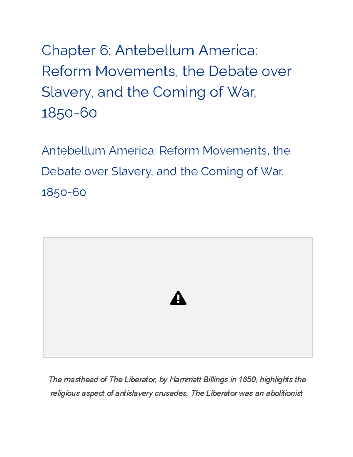 Chapter 6: Antebellum America - Reform Movements & Slavery Debate - Studocu