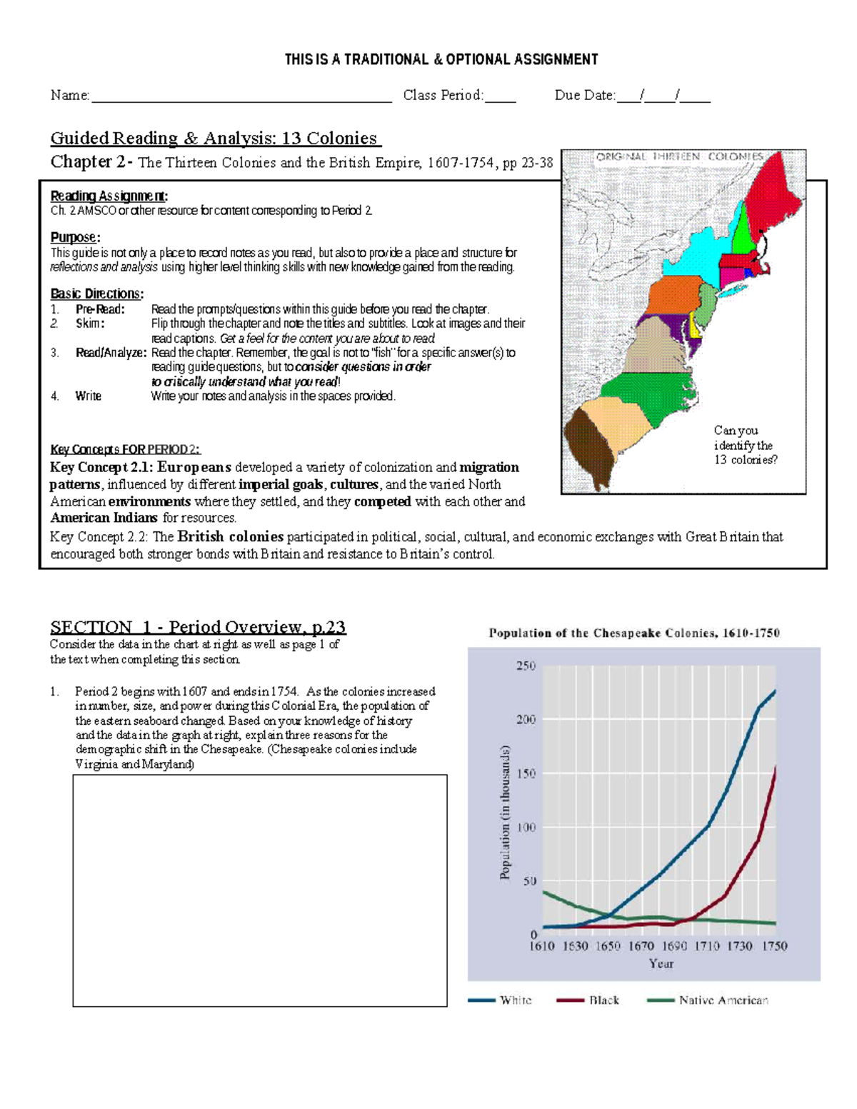Guided Reading Analysis: The Thirteen Colonies (Ch. 2) - Studocu