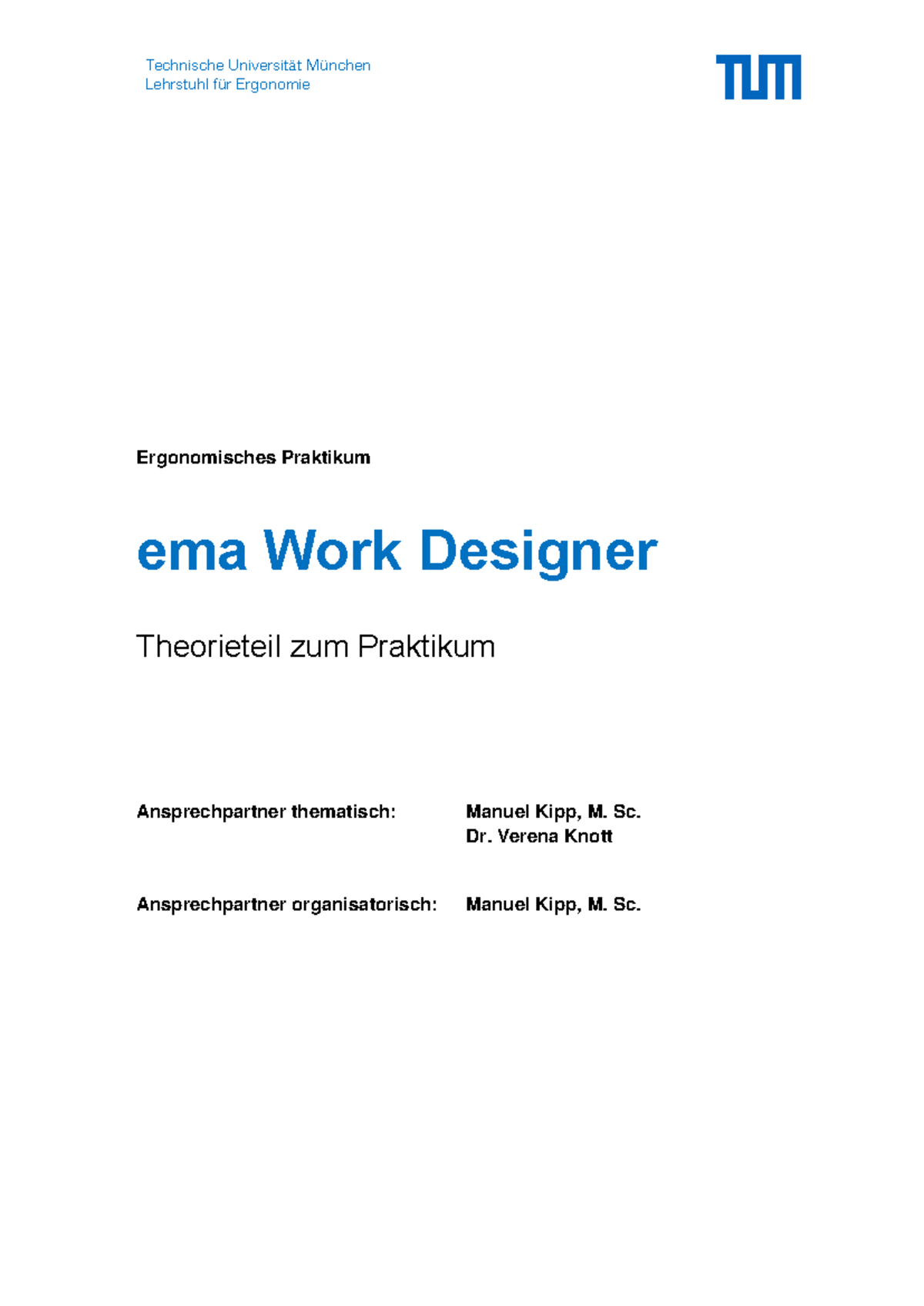 Ergonomisches Praktikum: Theorie zu ema WD (EMA-001) - Studocu