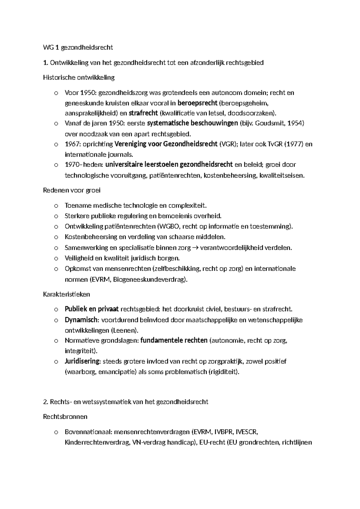 WG 1 Gezondheidsrecht: Ontwikkeling en Kenmerken van het Rechtsgebied ...