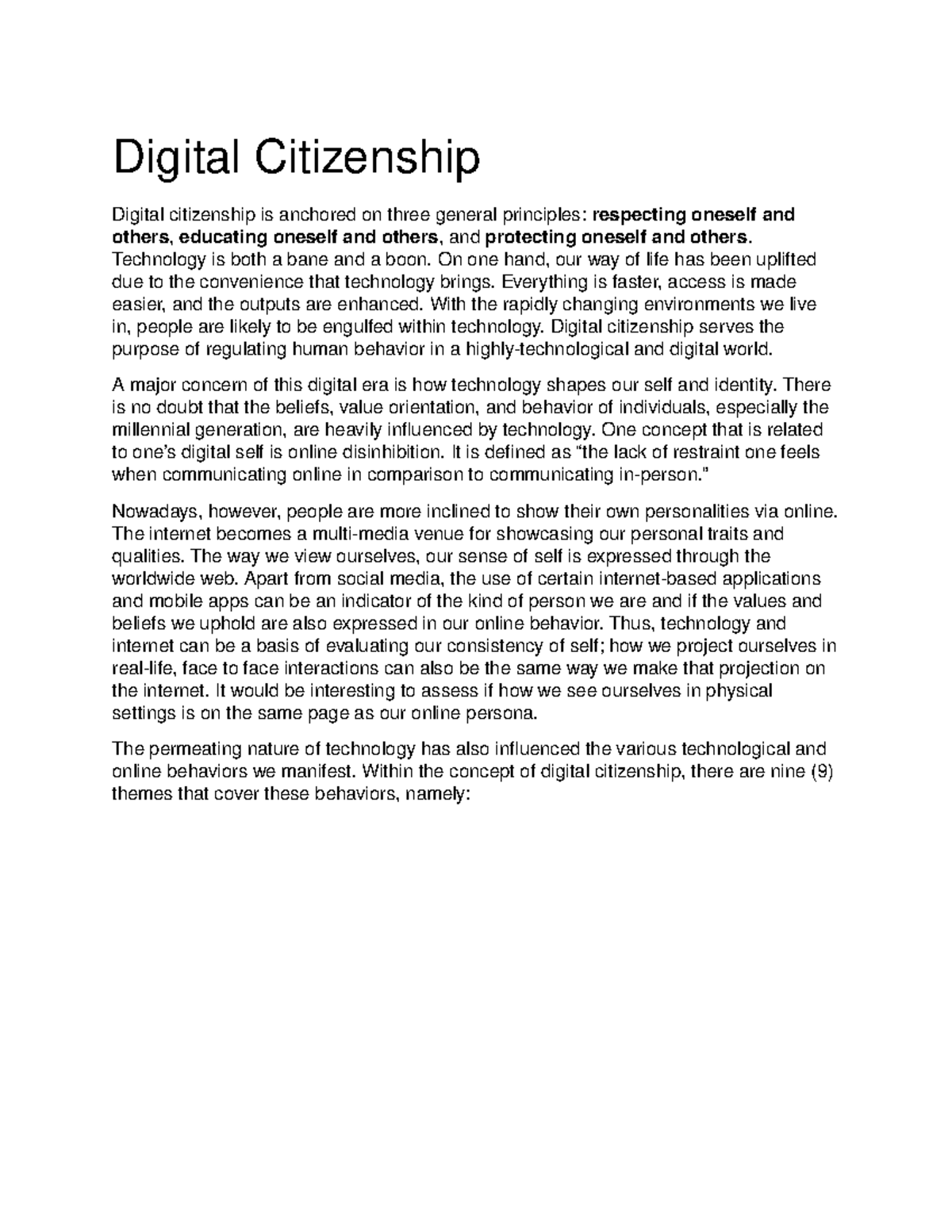 Digital Citizenship - Lecture Notes on Identity & Online Behavior - Studocu