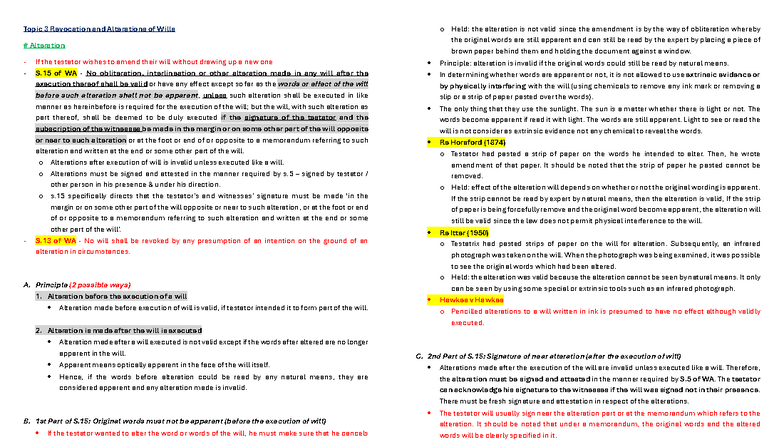 Chapter 3: Revocation and Alterations of Wills (Law 101) - Studocu