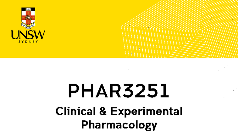 2023 T1 PHAR3251 course outline - Table of Contents Staff Course ...