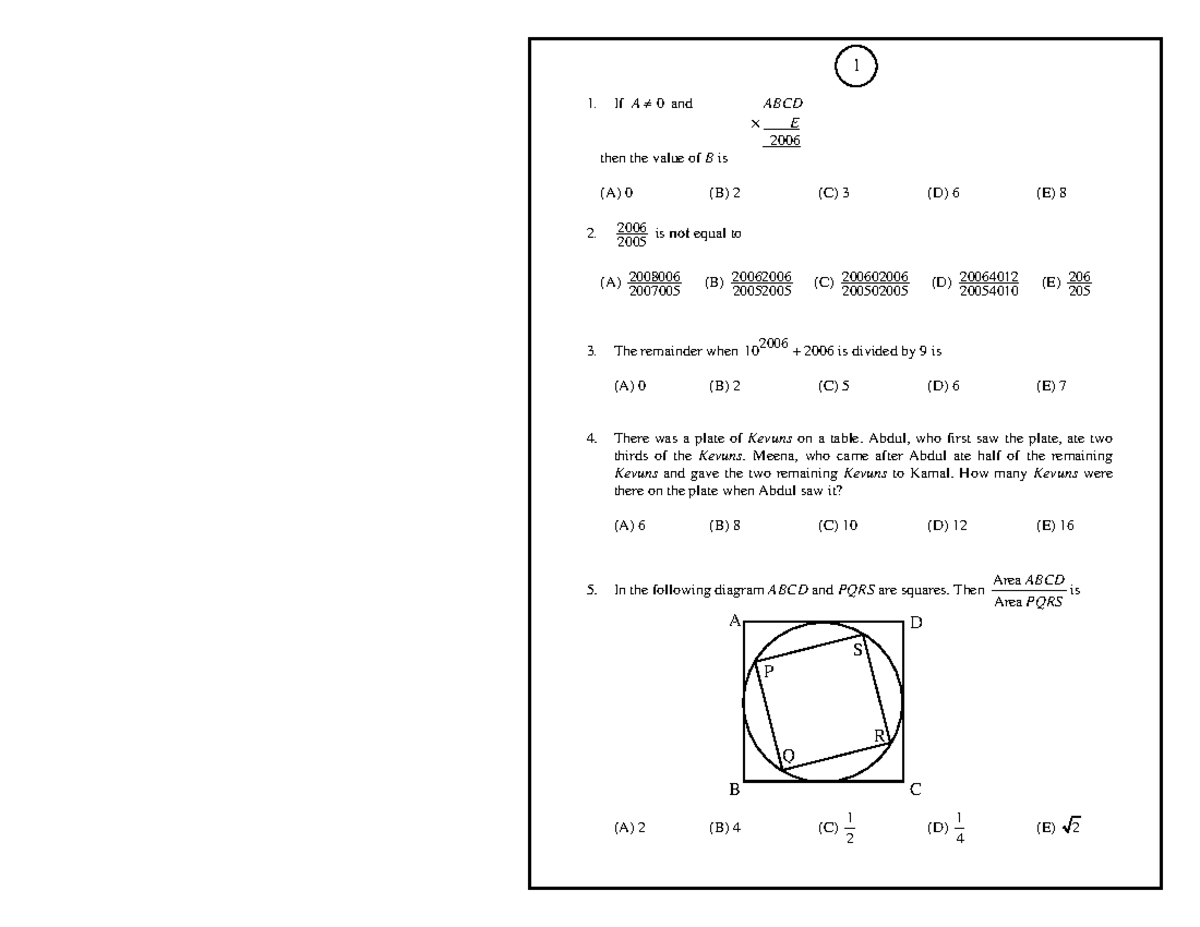 2006 E - Maths Paper 3 Solutions and Answers - Studocu