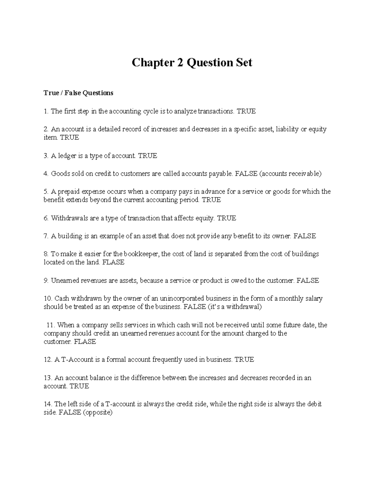 Chapter 2 Quiz: True/False & Multiple Choice Questions - Studocu