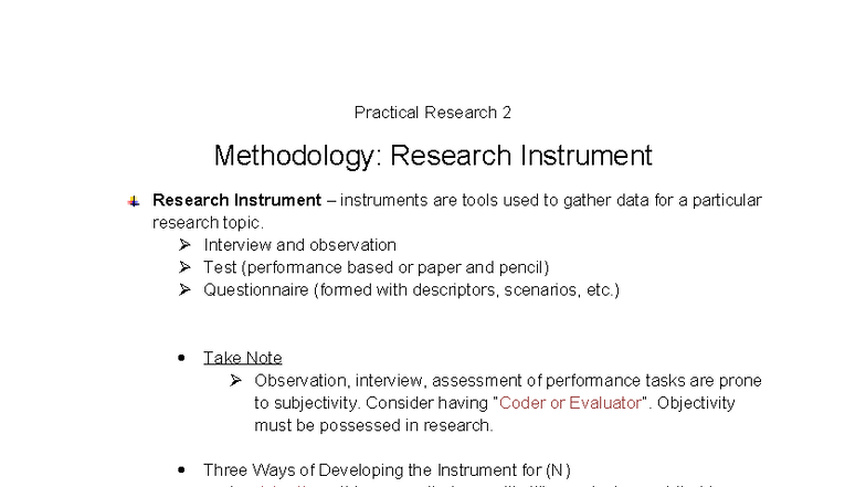 PR2: Methodology and Development of Research Instruments - Studocu