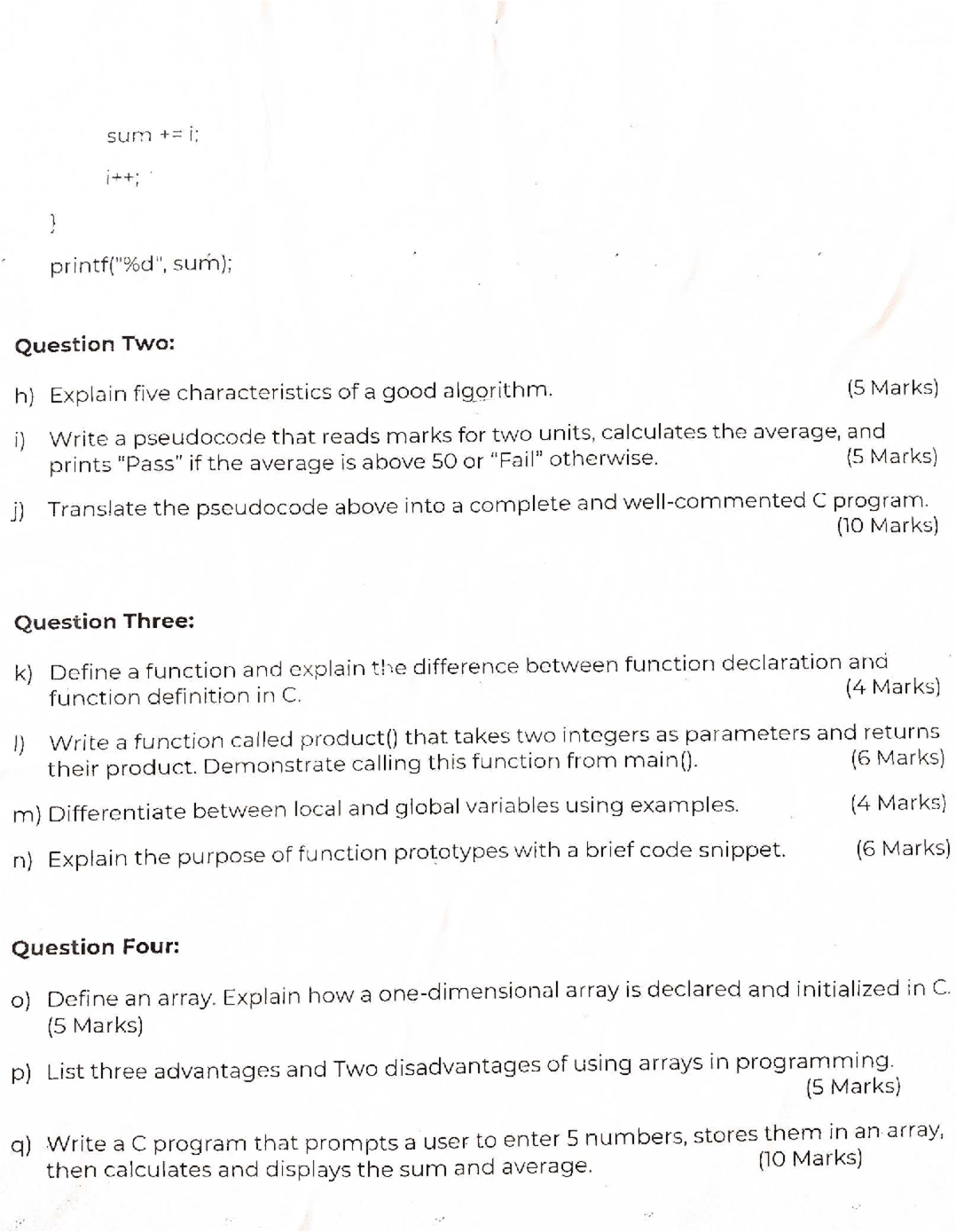 CIT 123 - Intro to Programming: Algorithms, Functions, and Arrays - Studocu