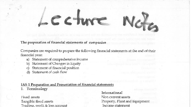 Lecture Notes: Financial Statements Preparation (ACC 101) - Studocu