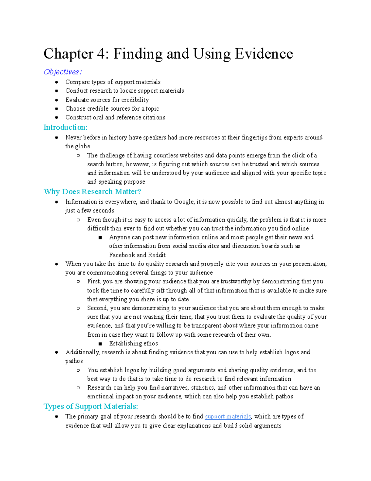 Chapter 4 - Chapter 4: Finding and Using Evidence Objectives: Compare ...